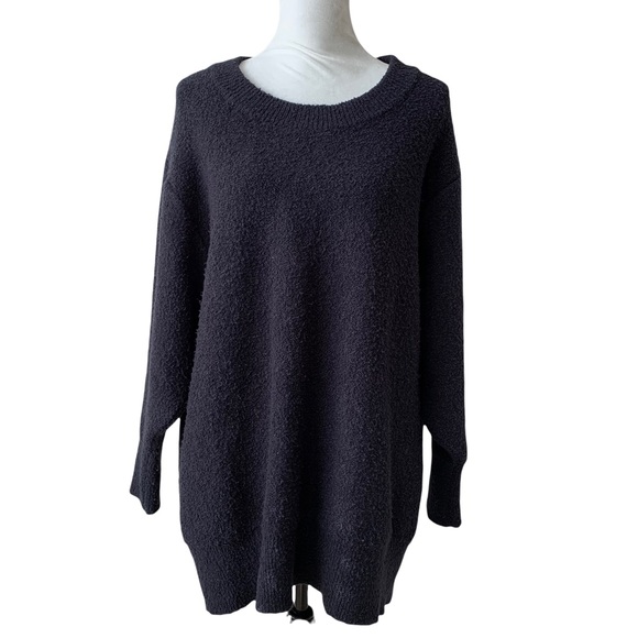 Zara | Sweaters | Zara Knit Oversized Soft Dark Blue Knitted Sweater ...